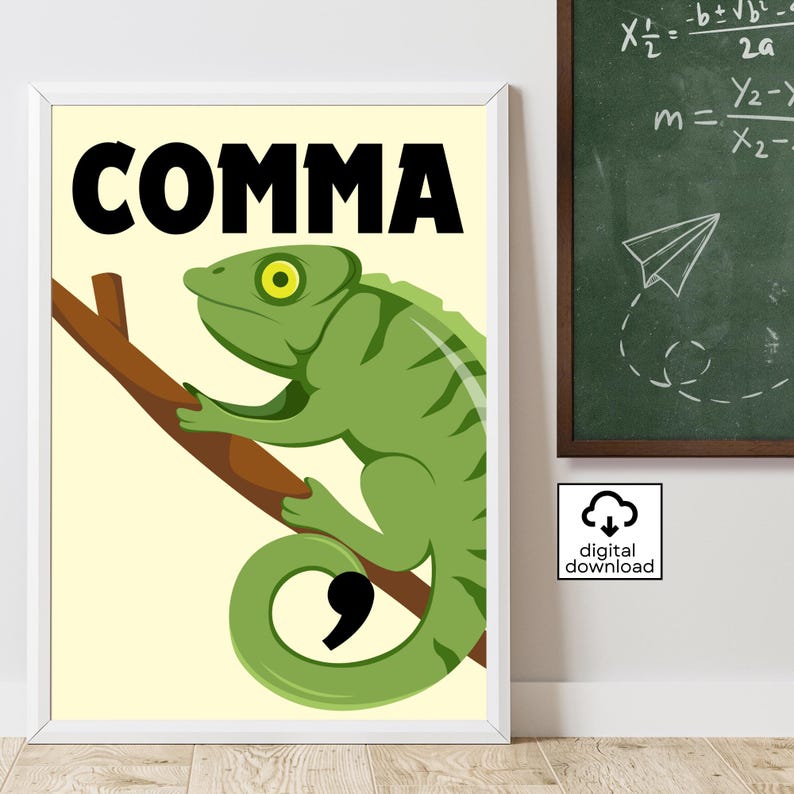 Comma Chameleon Poster/ Digital Download / Wall Art - Etsy