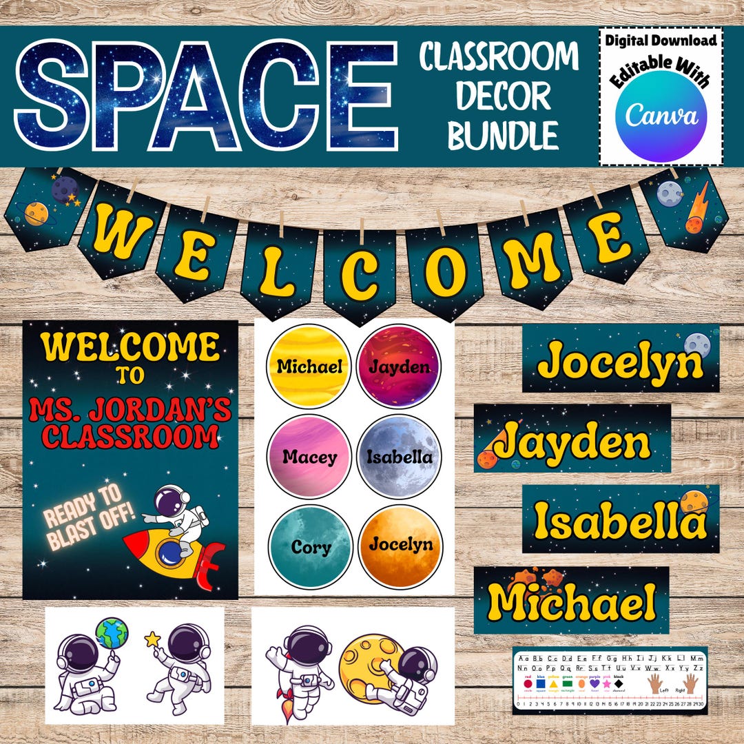 Space Themed Classroom Decor Bundle/ Welcome Back Bulletin Board ...