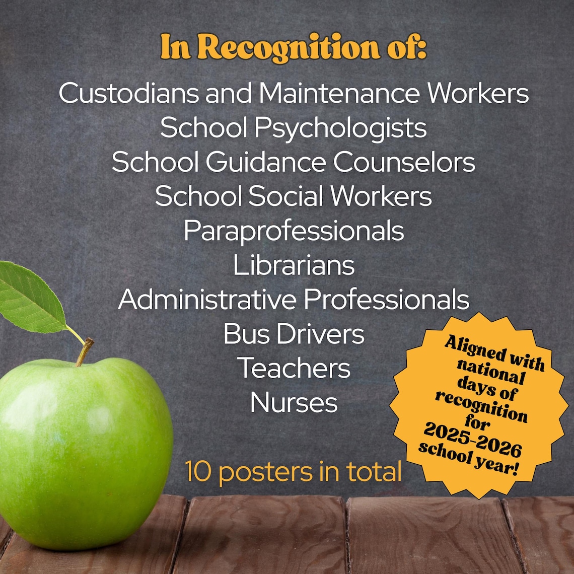 School Staff Recognition Poster Set (10 Posters)/digital Download/staff ...