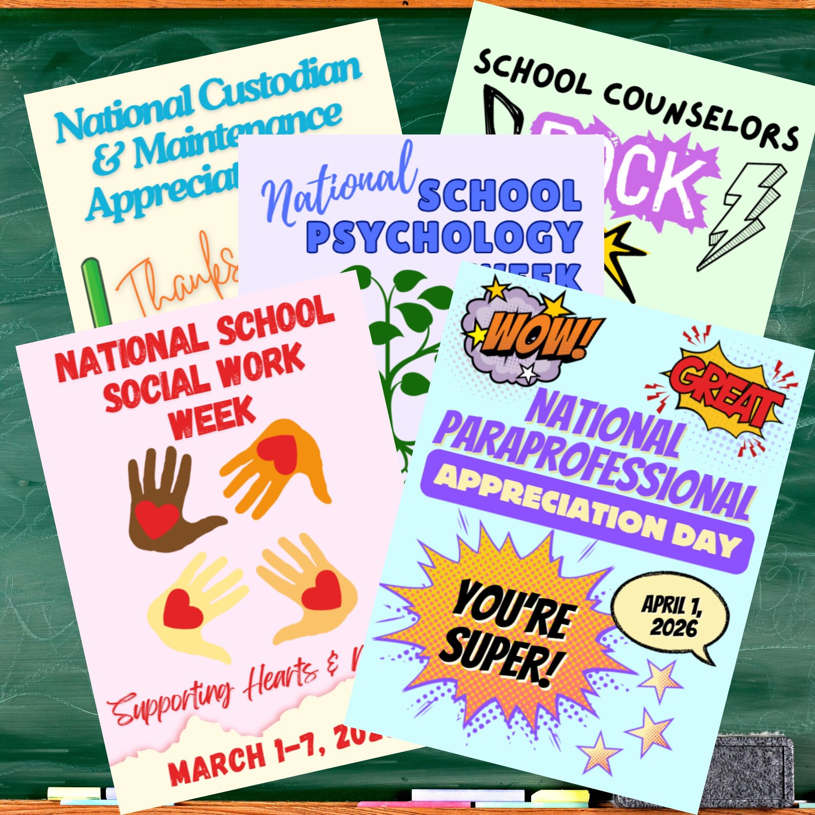 School Staff Recognition Poster Set (10 Posters)/digital Download/staff ...