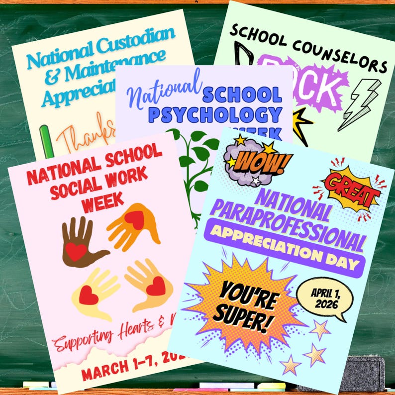 School Staff Recognition Poster Set (10 Posters)/digital Download/staff ...