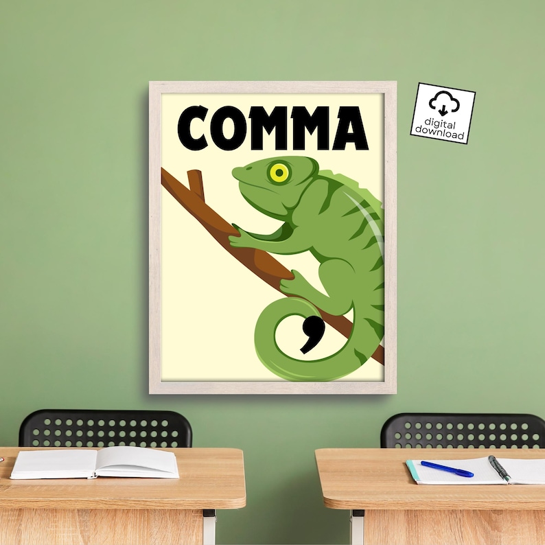 Comma Chameleon Poster/ Digital Download / Wall Art - Etsy