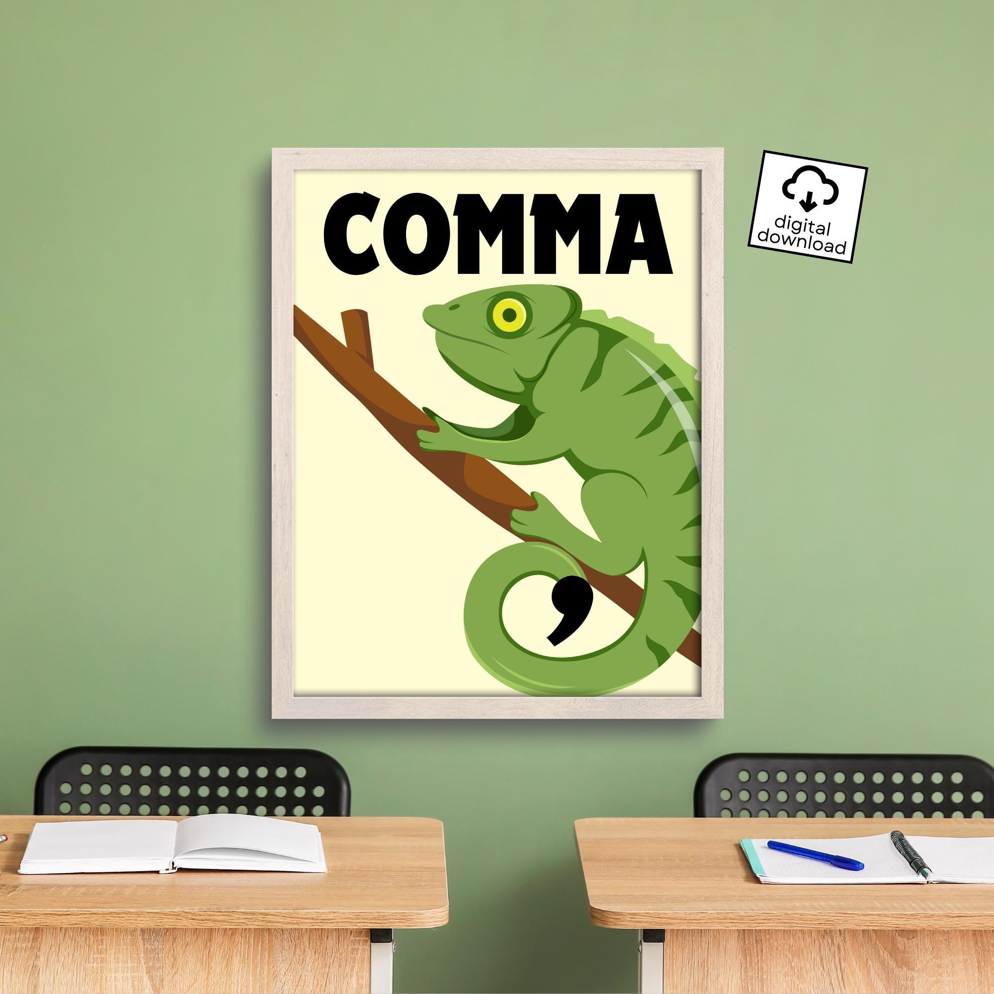 Comma Chameleon Poster/ Digital Download / Wall Art - Etsy
