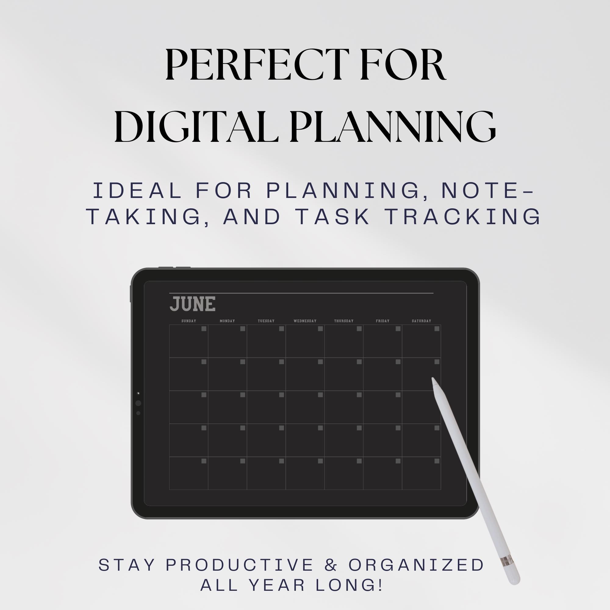 Dark Stylish Calendar | Printable & Digital Planner | Minimalist ...