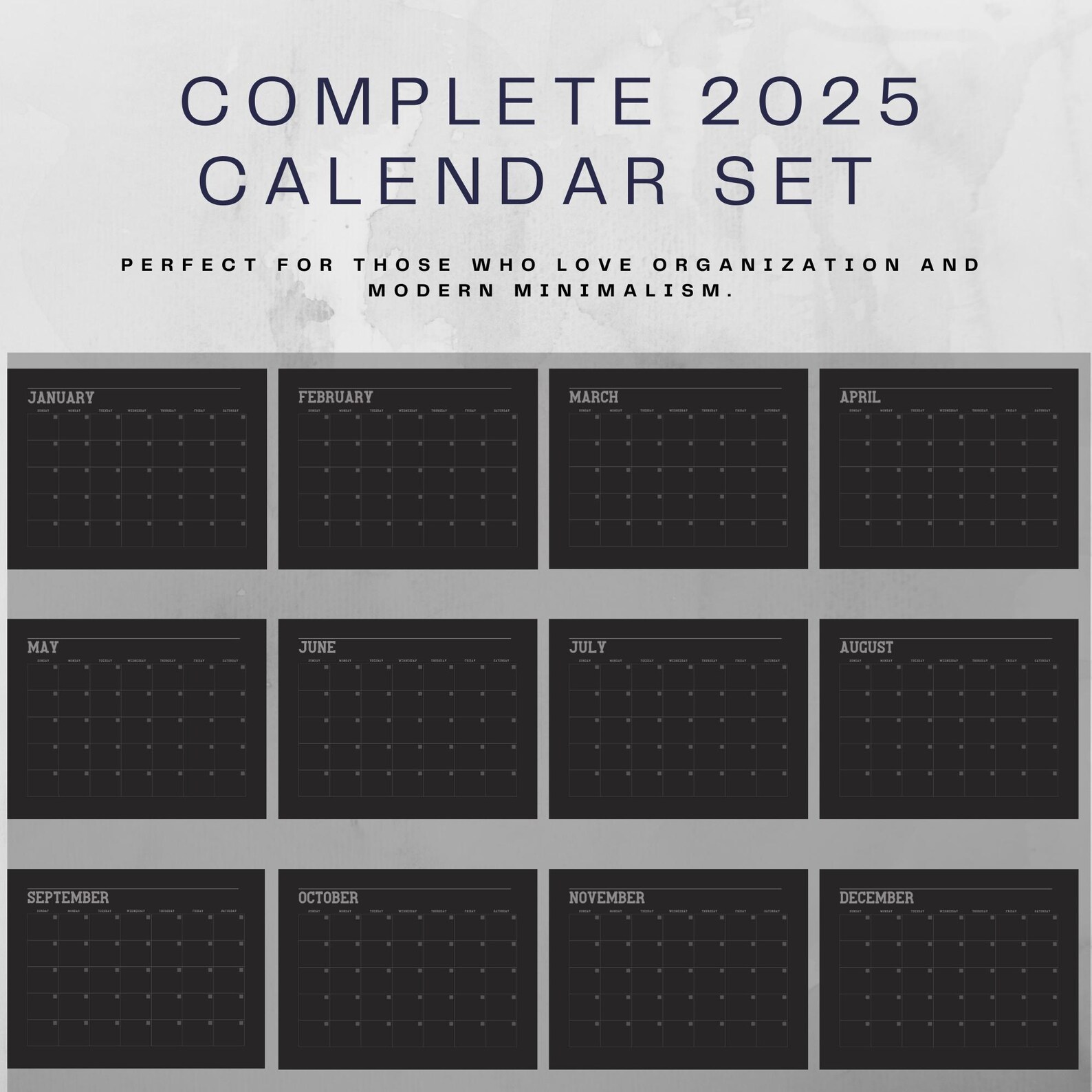 Dark Stylish Calendar | Printable & Digital Planner | Minimalist ...