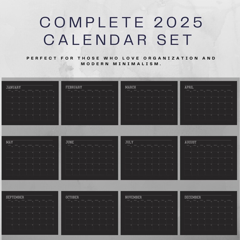 Dark Stylish Calendar | Printable & Digital Planner | Minimalist ...