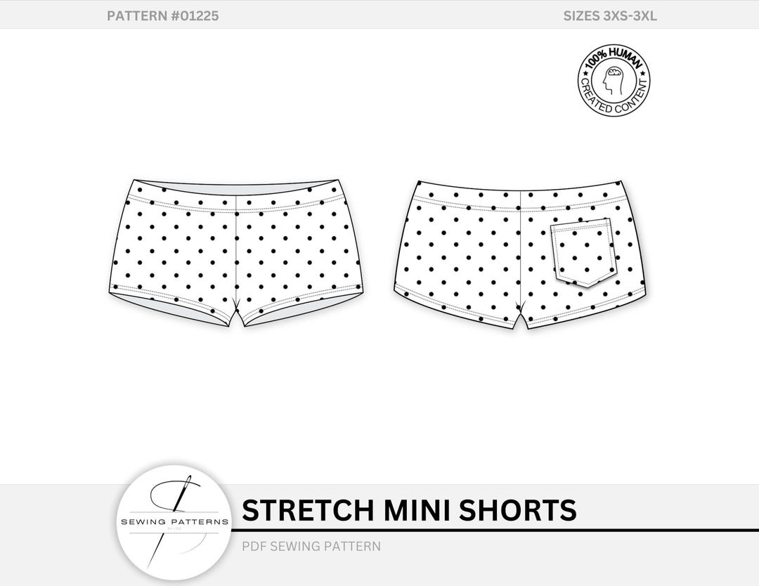 Stretch Mini Shorts With Pocket Sewing Pattern Digital Download - Etsy