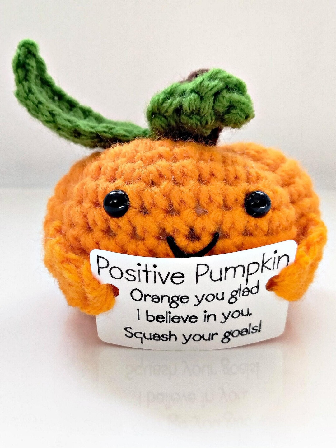 Positive Pumpkin, Crochet Food, Motivational Gift, Desk Accessory - Etsy