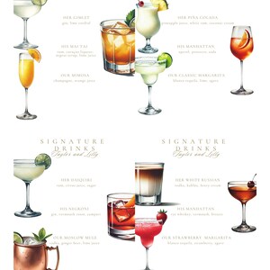 Classic Elegant Custom Wedding Bar Menu | Elegant Printable Drink Menu ...