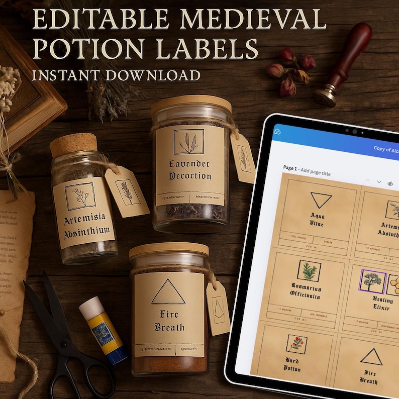 Customizable Alchemical Potion Labels – Medieval Fantasy Style - Etsy