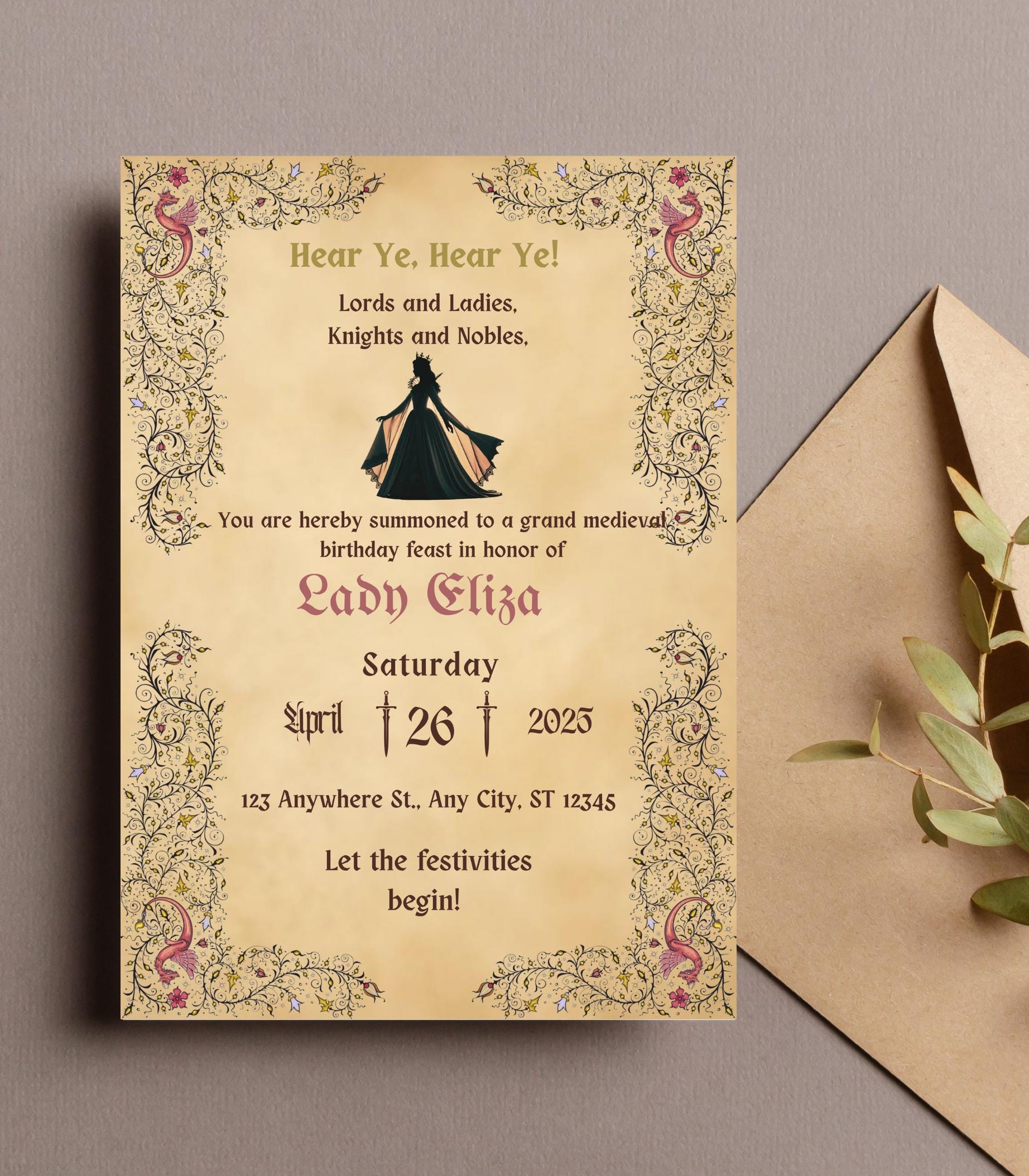 Princess Scroll Invitation Template