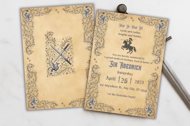 Medieval Knight Birthday Invitation: Castle Theme, Editable Canva ...