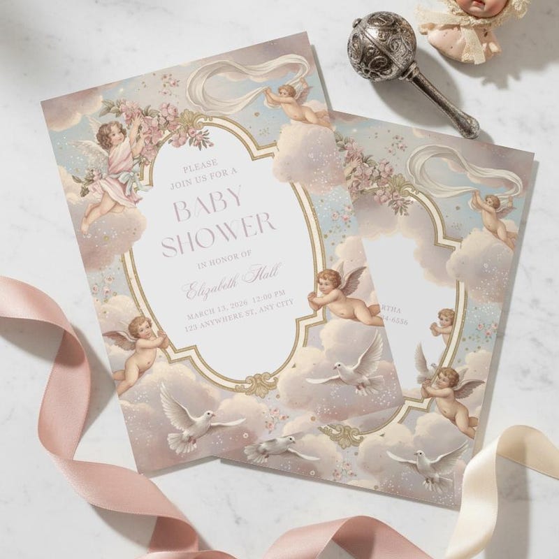 Cherub Invite Baby Shower - Etsy
