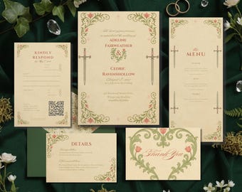 Medieval Wedding Invitation Suite: Elven Renaissance Style Bundle Canva ...