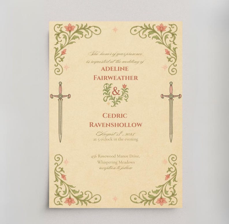 Medieval Wedding Invitation Template: Elven Renaissance Style, Canva ...