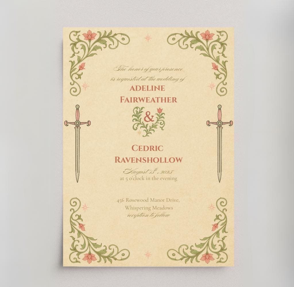 Medieval Fantasy Wedding Invitation Template • Canva Editable Download ...