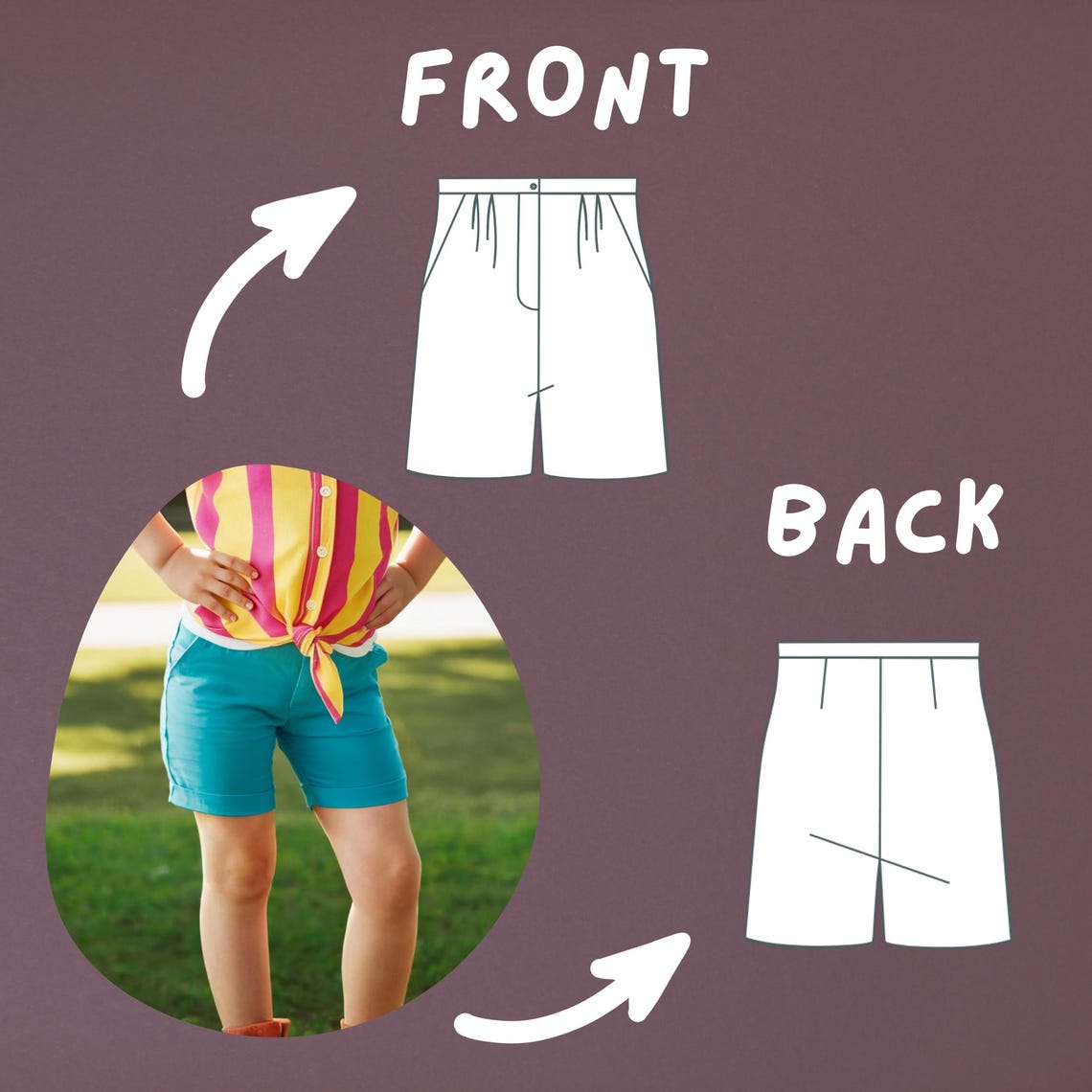 Girls Summer Shorts PDF Sewing Pattern Kids Shorts With Pockets Pattern ...
