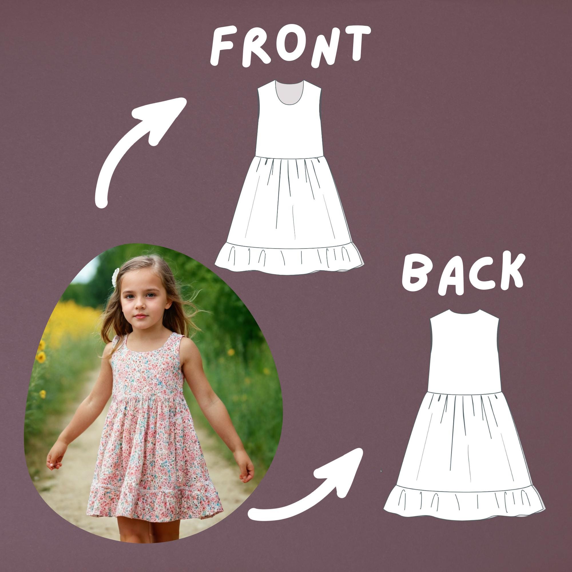 Flowers Girl Dress PDF Sewing Pattern, Kids Summer Dress Pattern ...