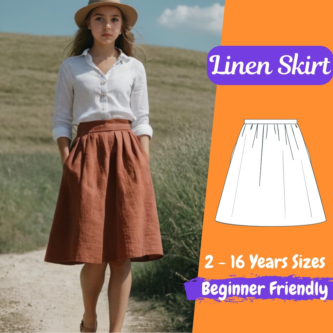 Pocket Skirt for Girls Sewing Pattern Elastic Waist Summer Skirt ...