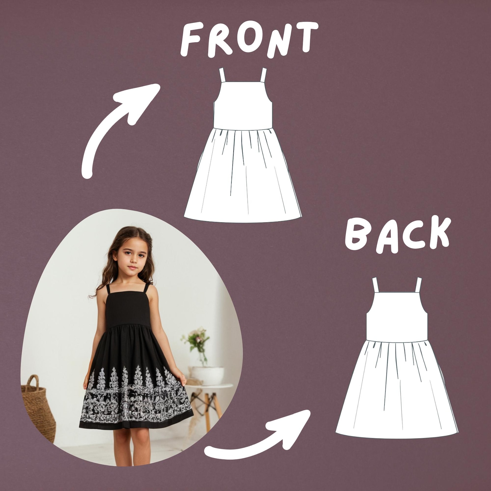 Girls Straps Dress With Pockets Sewing Pattern Summer Dress Pattern for ...