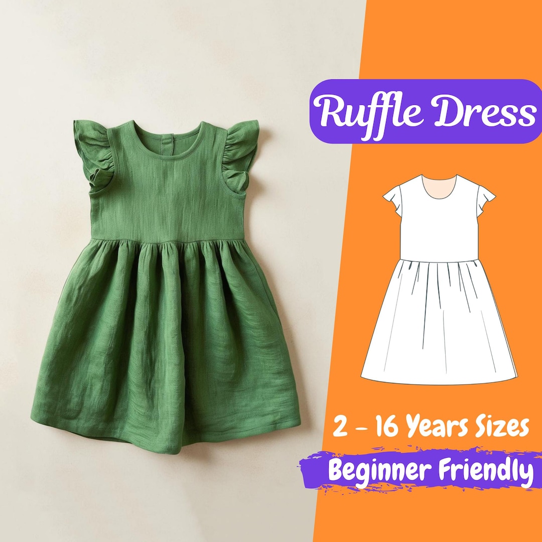 Girls Ruffle Dress Pattern, Kids Sewing Pattern, Girls Dress PDF ...