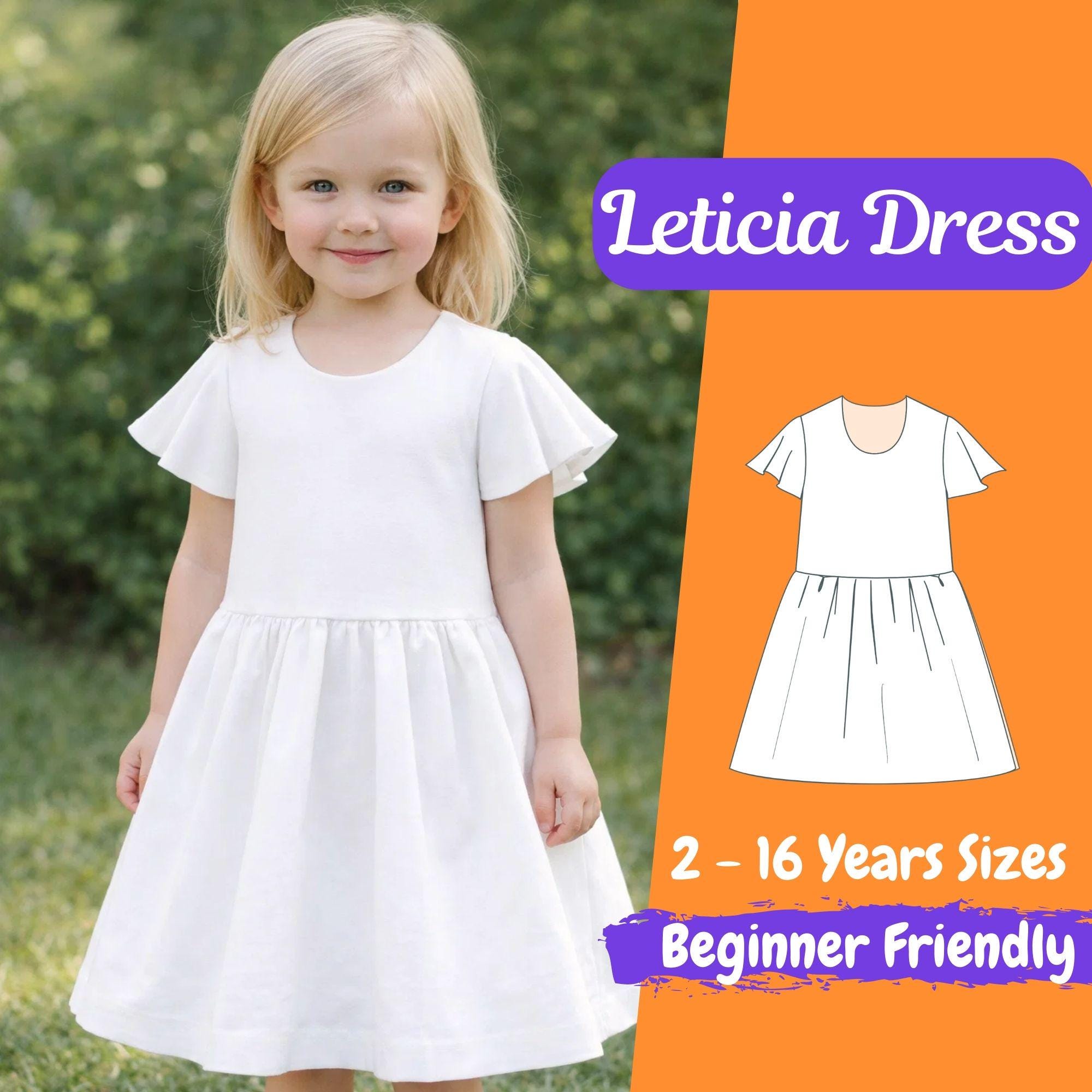 Girls Flutter Sleeve Dress Pattern, Easy Sewing Pattern for Kids Dress ...