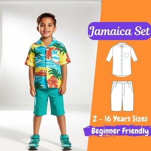 Kids Summer Shirt and Shorts Set Sewing Pattern, Kids Shirt PDF Pattern ...