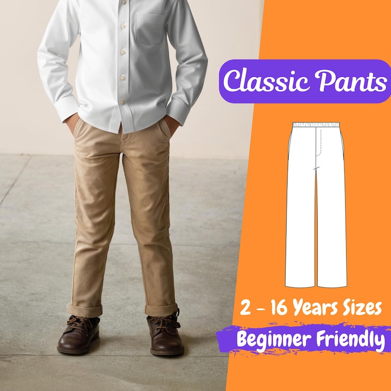 Boys Pants Sewing Pattern Classic Pants for Kids Pattern Boys Pockets ...