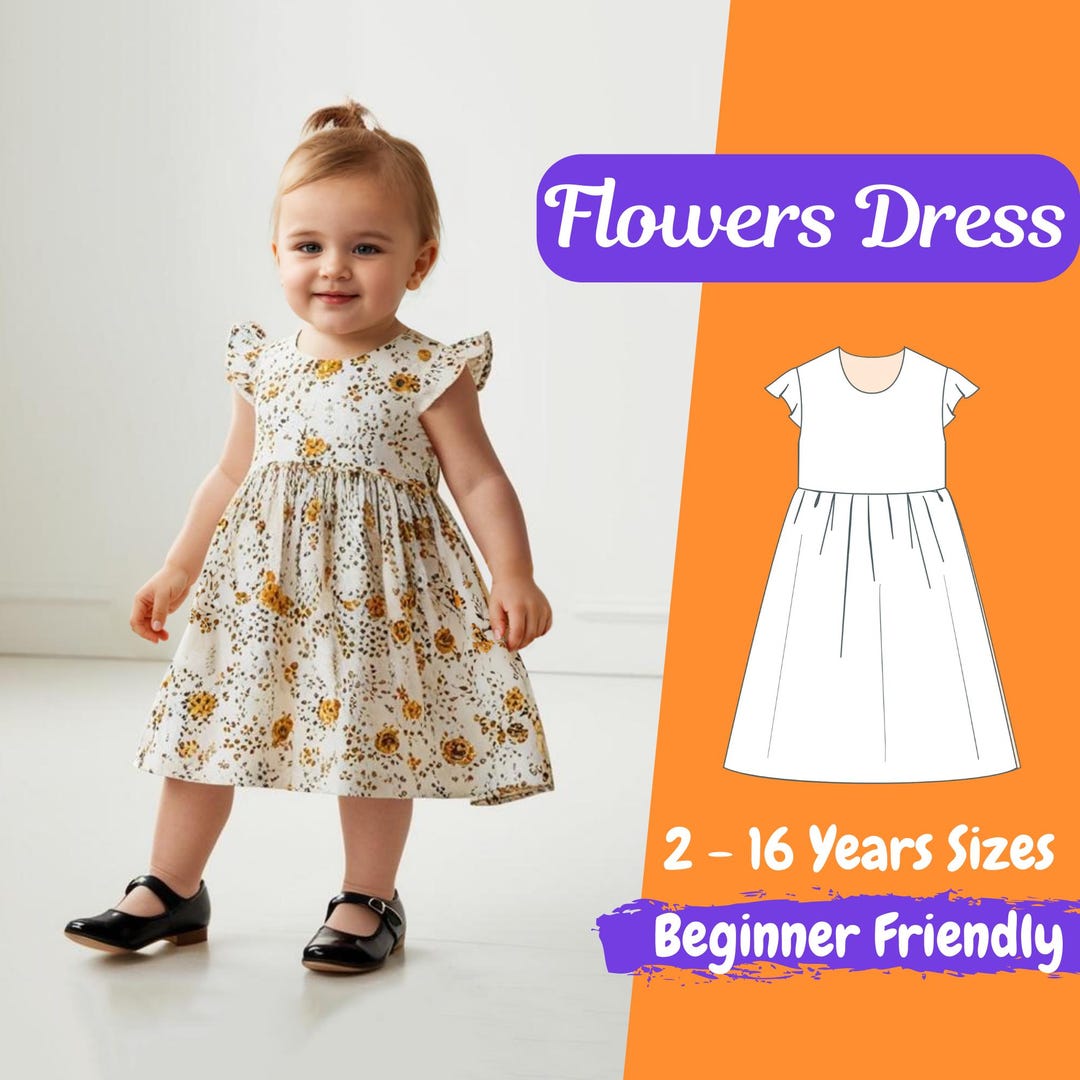 Flower Girls Dress Sewing Pattern Summer Dress With Flare Sleeve PDF ...