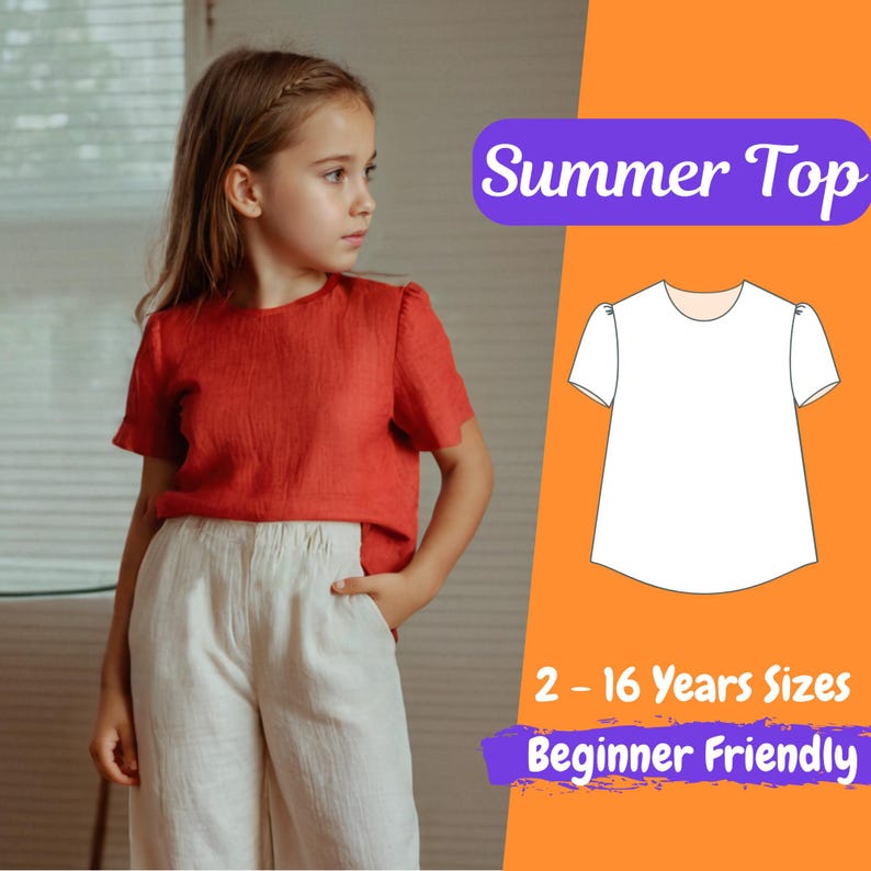 Top Sewing Pattern for Kids, Girls Summer Top PDF Pattern, Kids ...