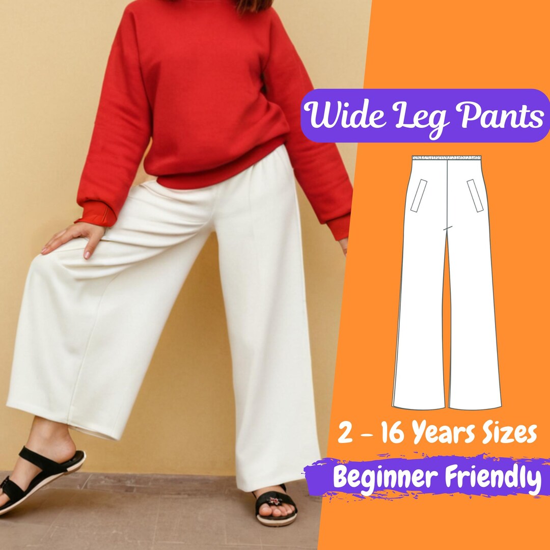 Girls Wide Leg Pants Sewing Pattern Palazzo Loose Pants Pattern ...