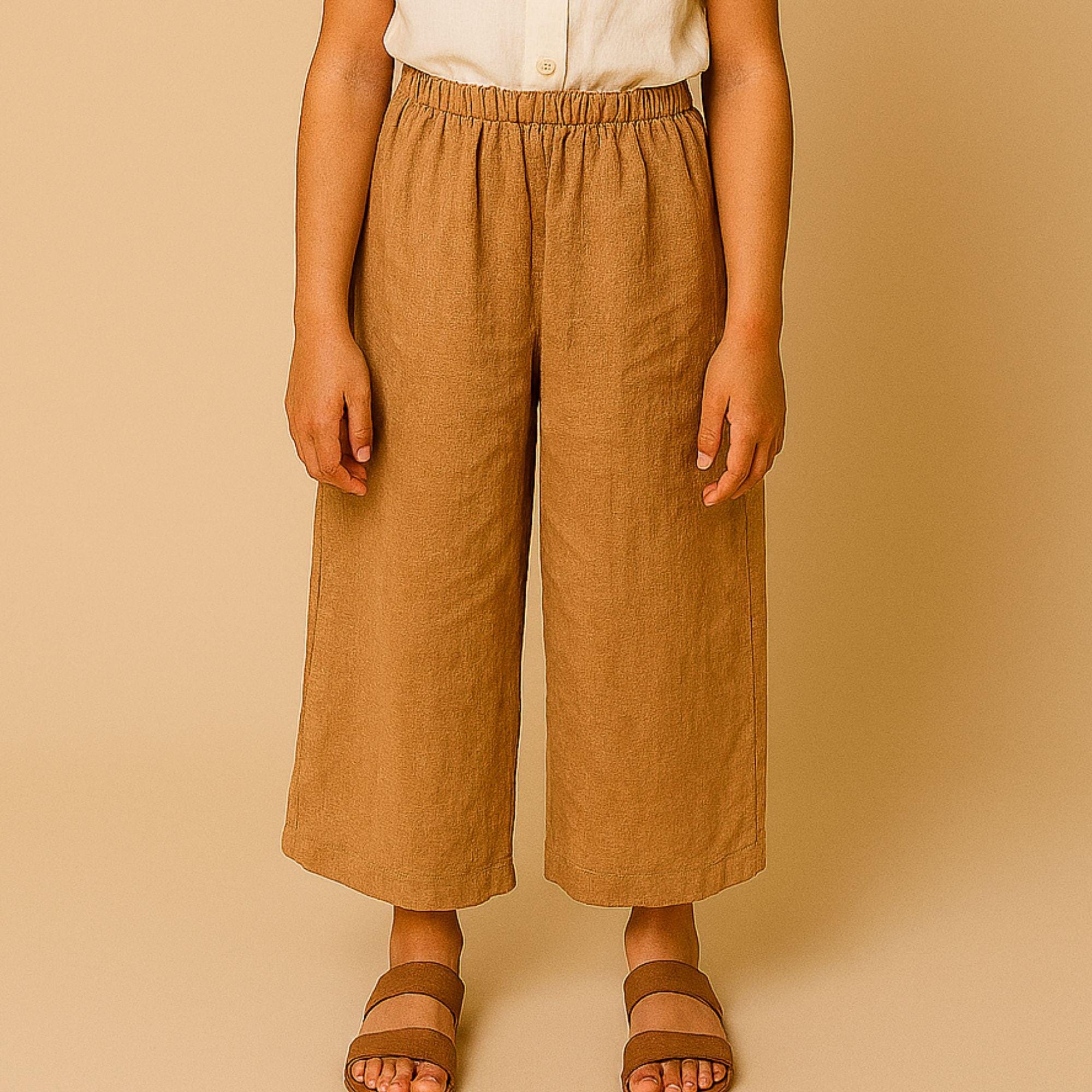 Wide Leg Pants for Girls, Linen Pants Sewing Pattern, Easy DIY Trousers ...