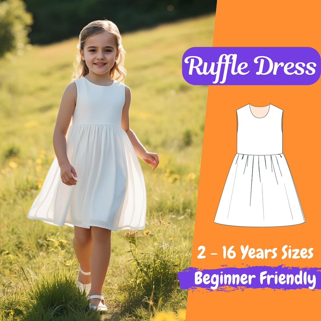 Girls Summer Dress Sewing Pattern Sleeveless Gathered Dress Pattern for ...