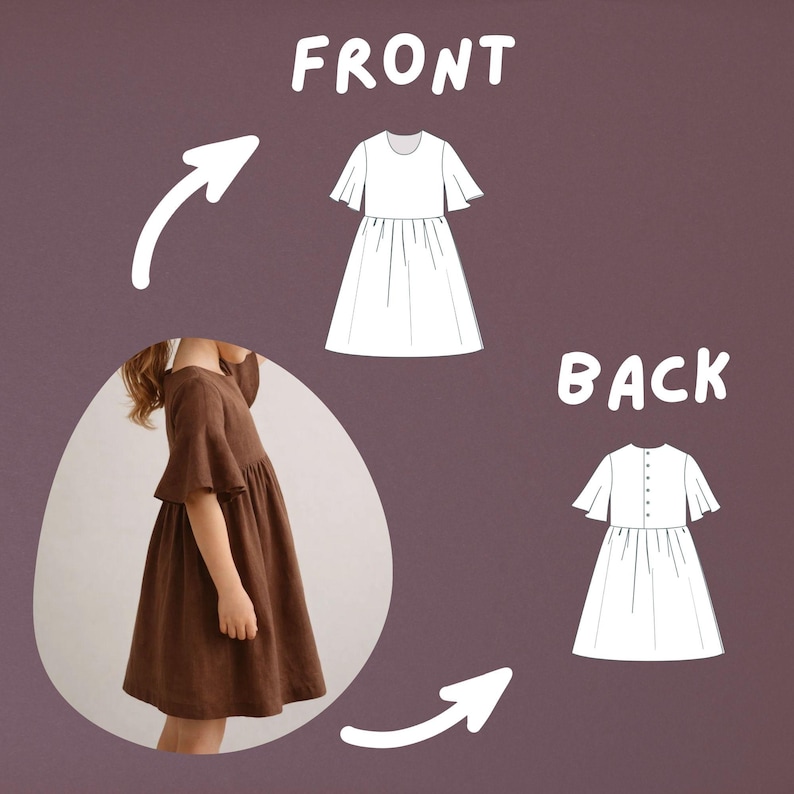 Girls Flutter Sleeve Dress Sewing Pattern, Easy Kids Dress PDF ...