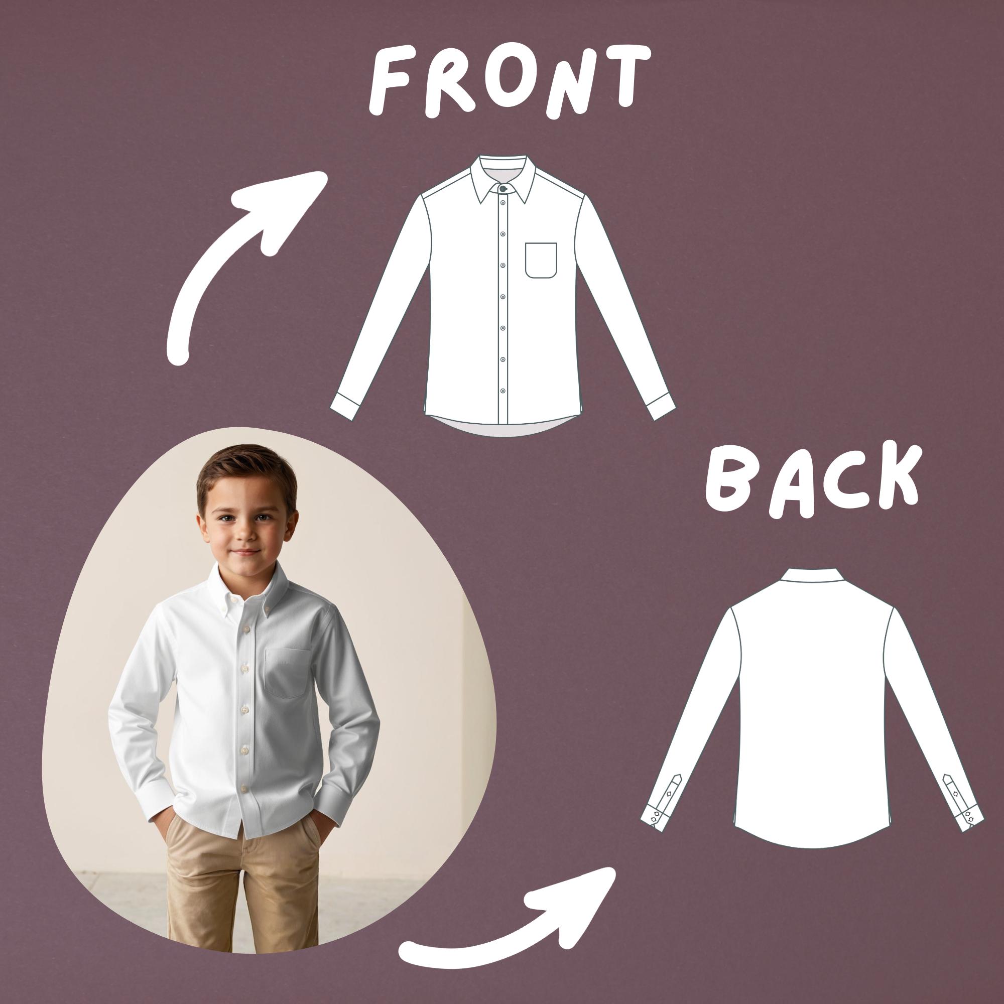 Boys Shirt Sewing Pattern | Boys Button Shirt Long Sleeve Sewing ...