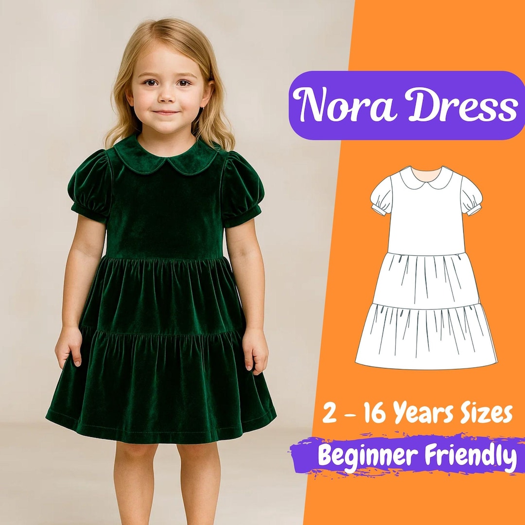 Nora Dress Sewing Pattern, Beginner Friendly, Girls Dress PDF, Peter ...