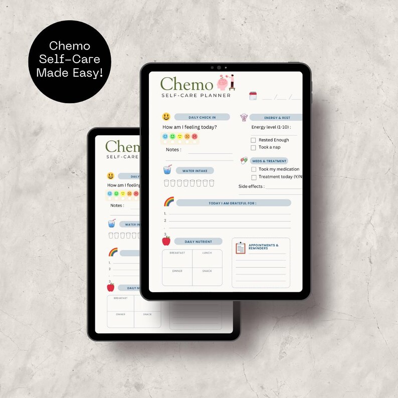 Chemo Self-care Planner | Cancer Treatment Tracker | Digital Fillable ...