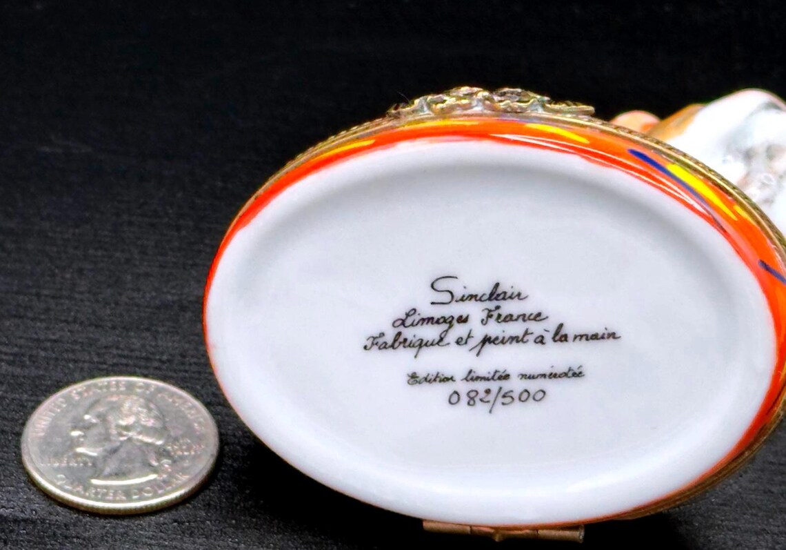 Rare & Authentic Large Sinclair Limoges Bulldog Trinket Box Hand ...