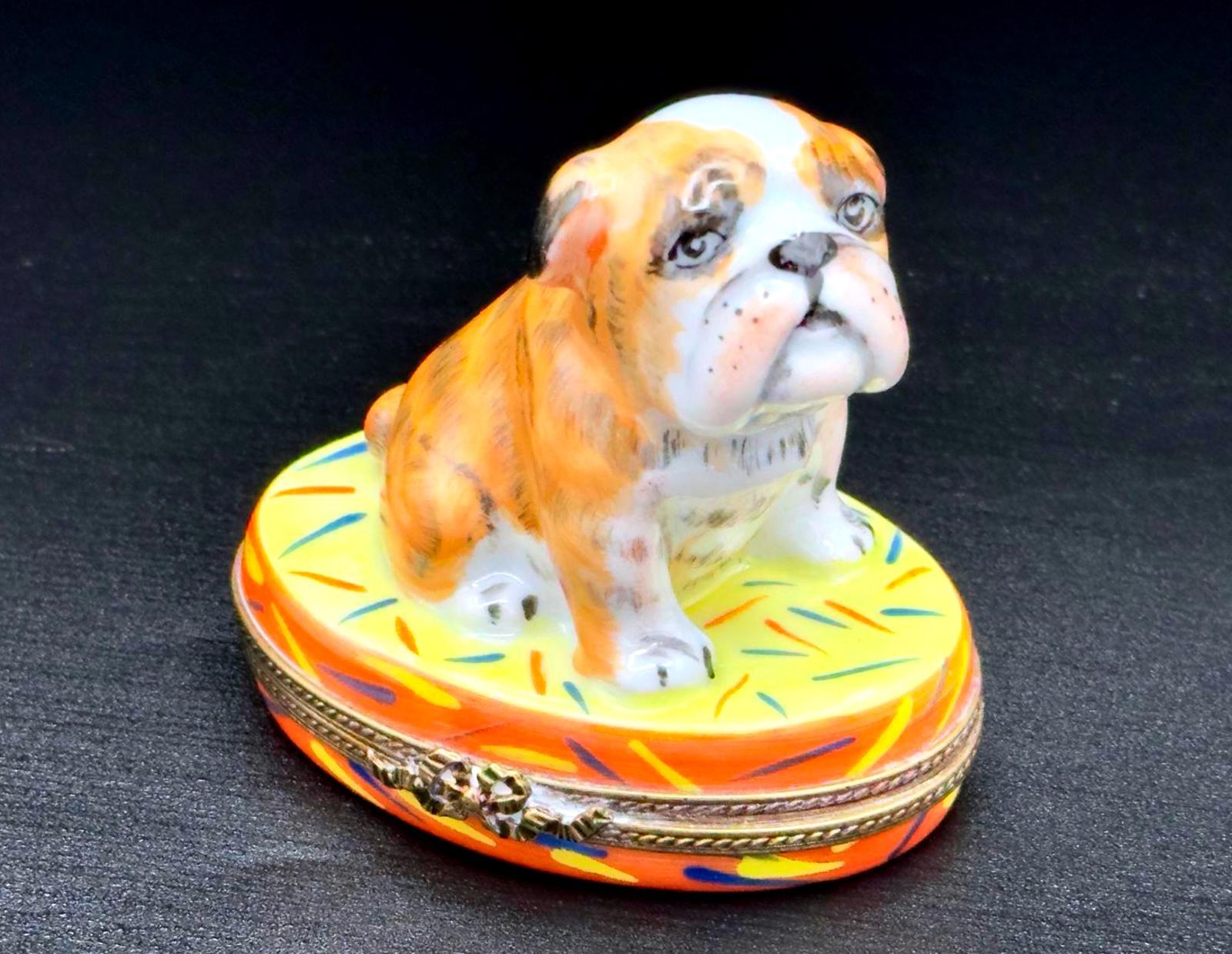 Rare & Authentic Large Sinclair Limoges Bulldog Trinket Box Hand ...