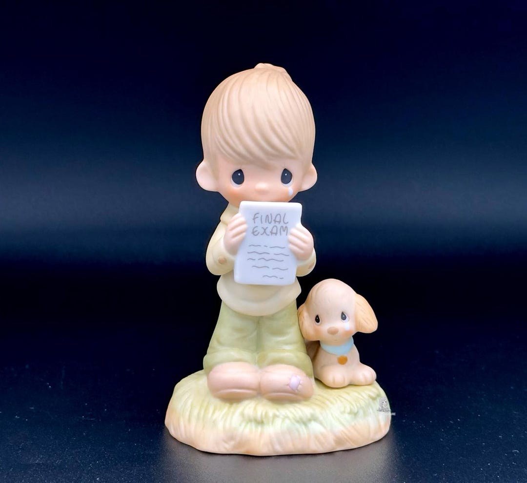 Precious Moments Boy W/ Dog Holding Final Exam Paper Original Series ...