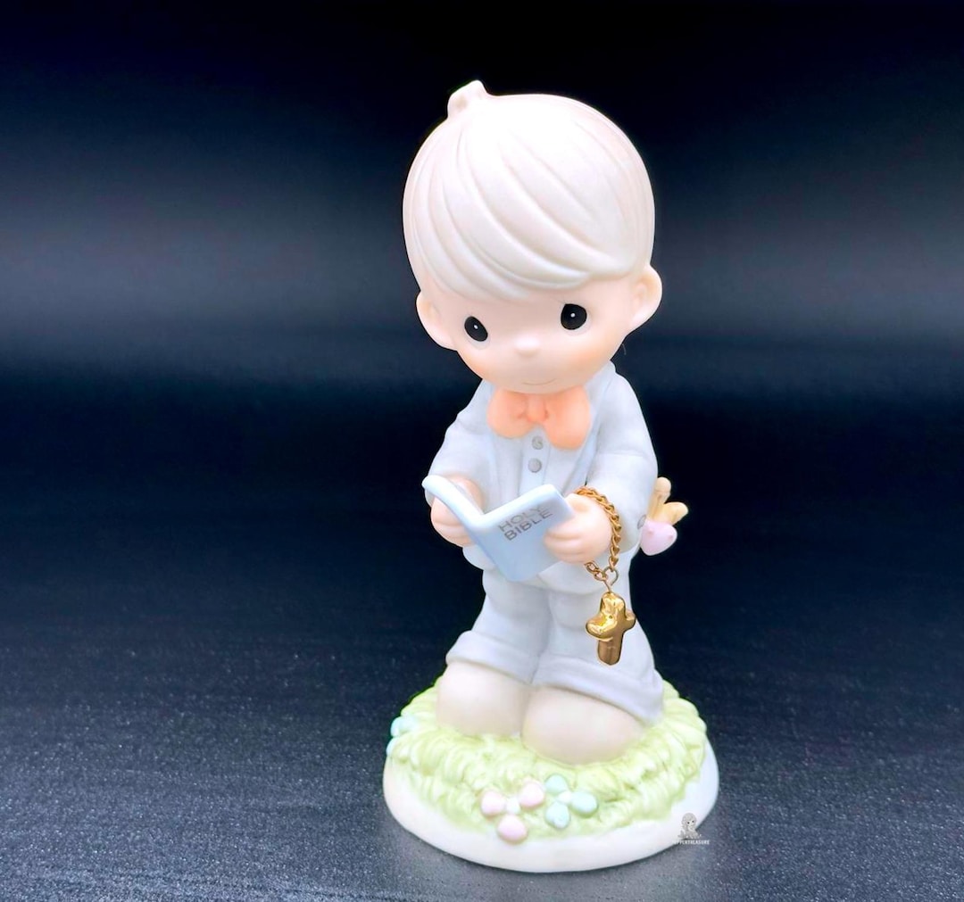 Precious Moments First Communion Boy Bible & Gold Cross Figurine - Etsy