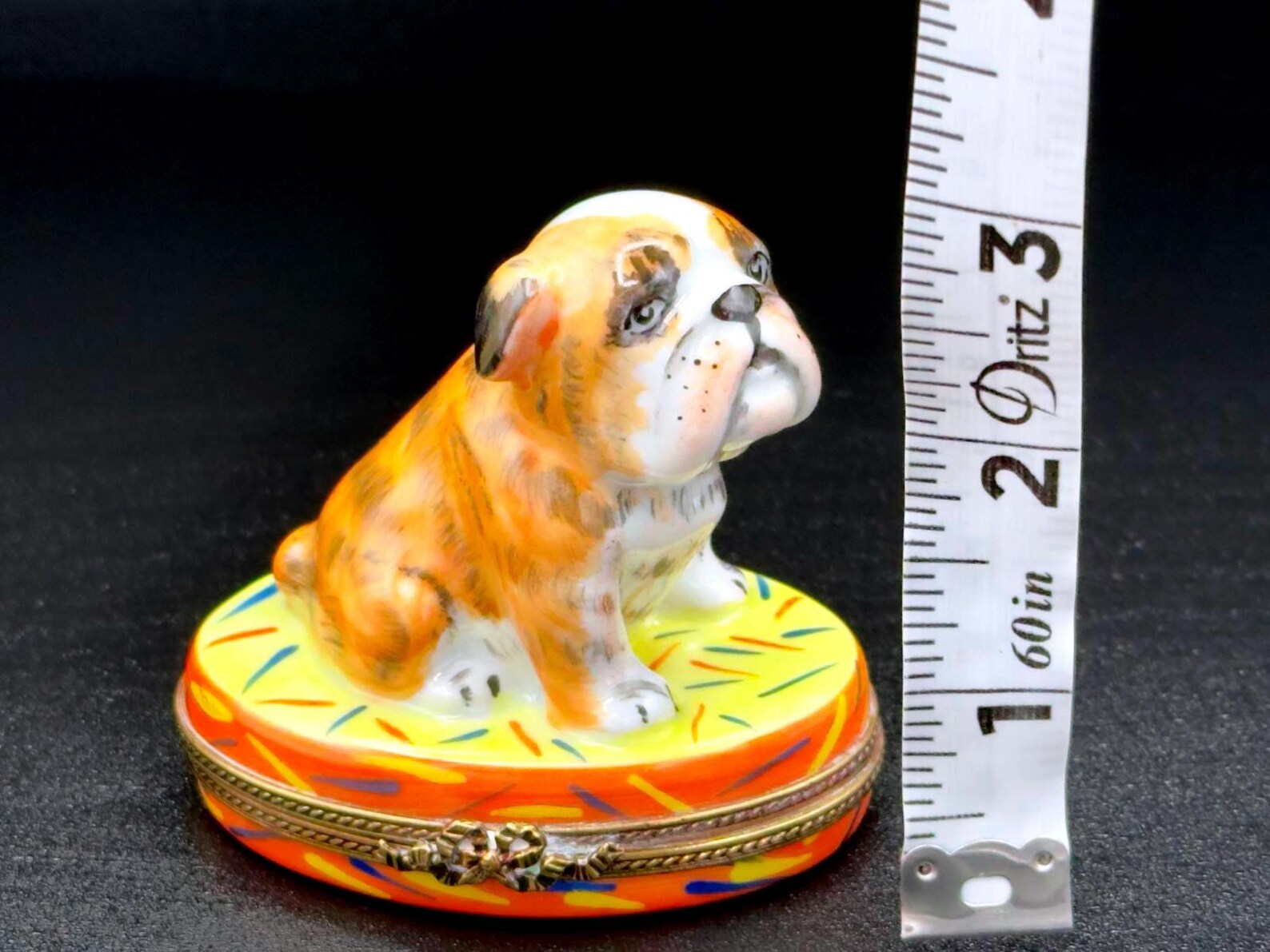 Rare & Authentic Large Sinclair Limoges Bulldog Trinket Box Hand ...