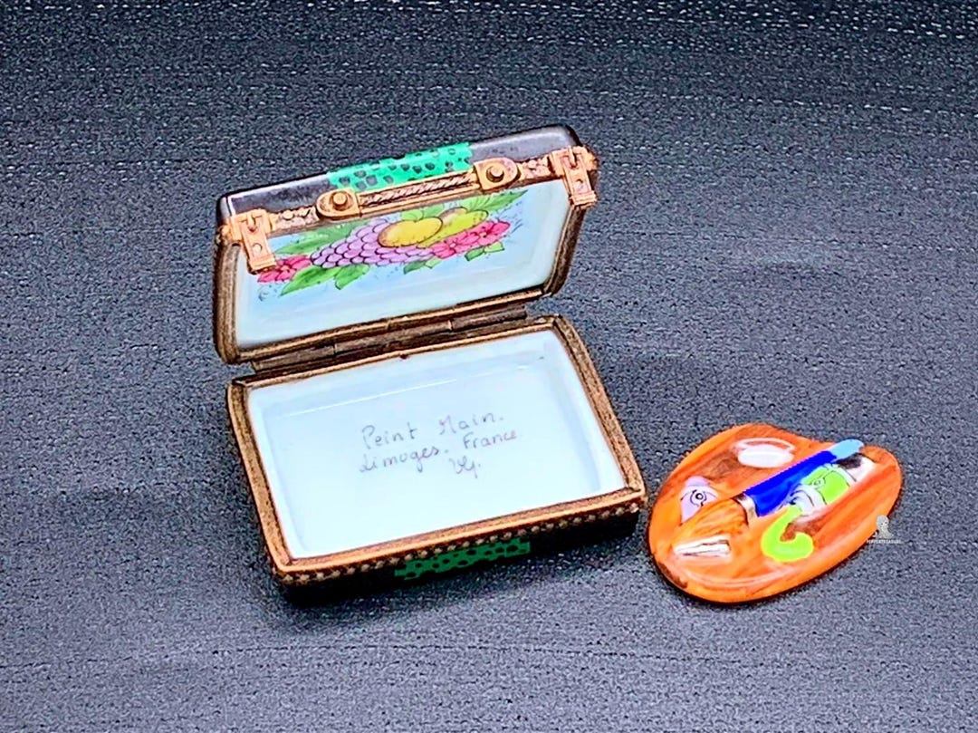 Authentic Limoges Artist Suitcase Trinket Box Palette Insert Hand ...