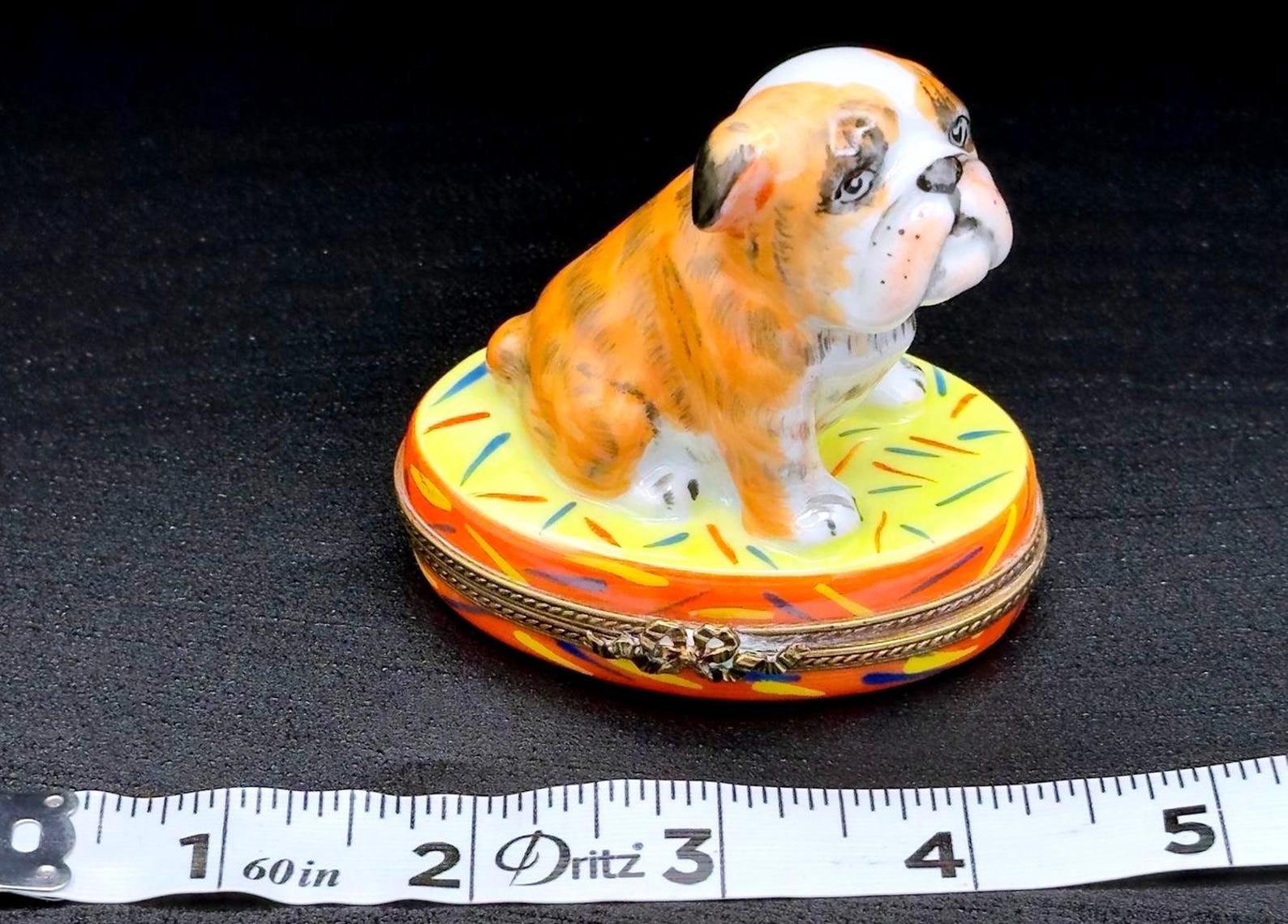 Rare & Authentic Large Sinclair Limoges Bulldog Trinket Box Hand ...