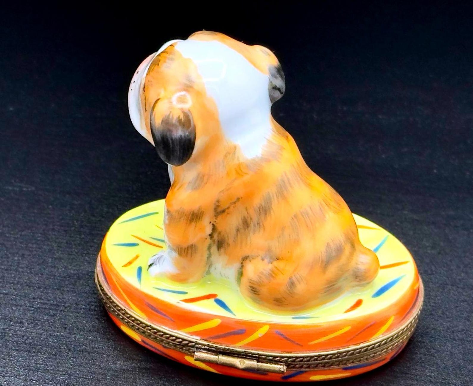 Rare & Authentic Large Sinclair Limoges Bulldog Trinket Box Hand ...