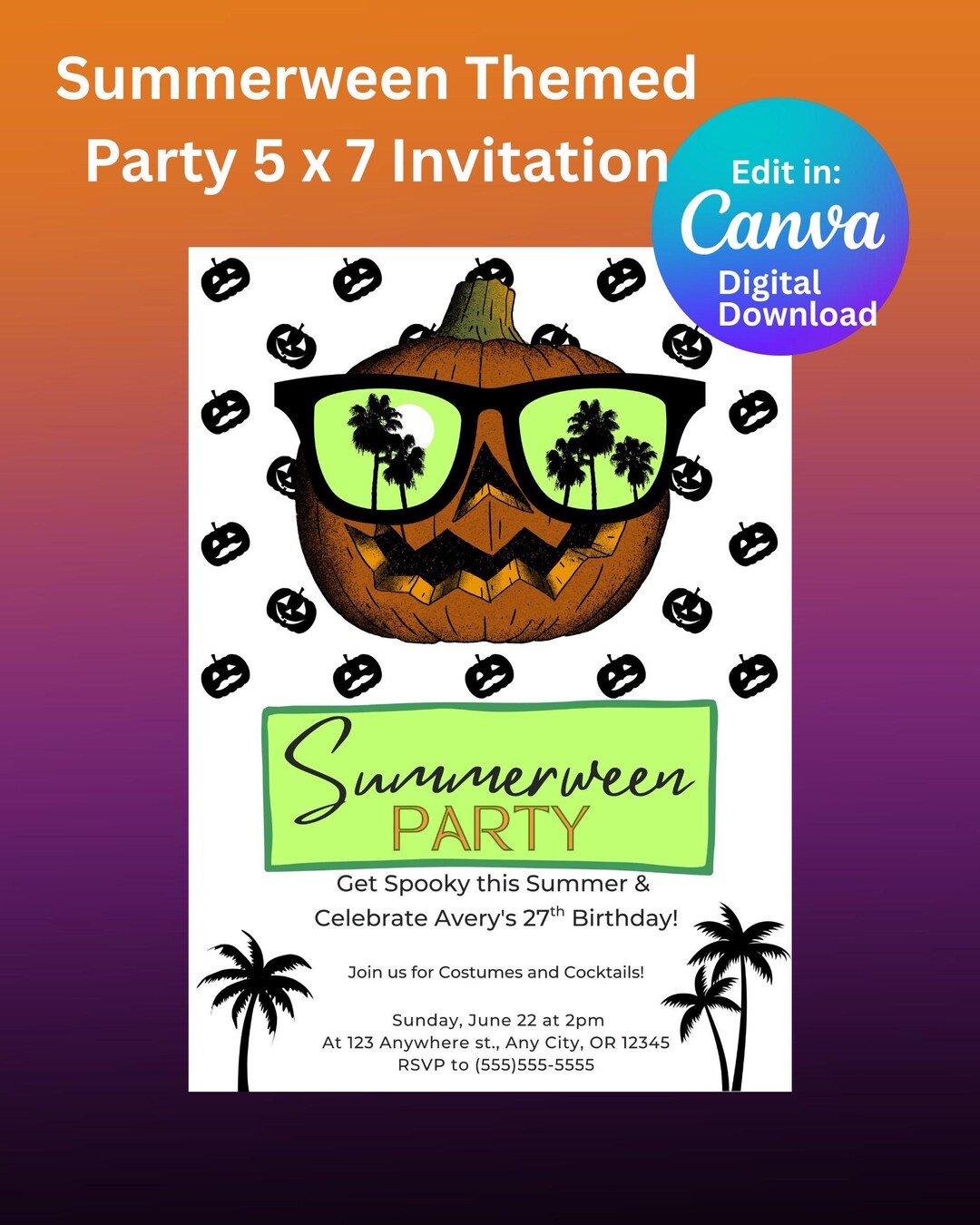Summerween Party Invite, Halloween in Summer Party, Spooky Summer ...