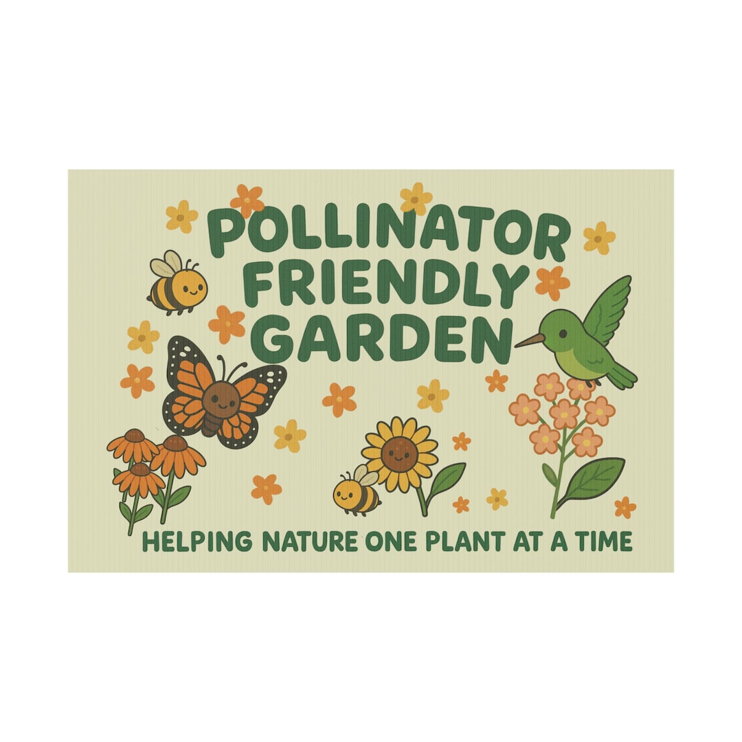 Pollinator Friendly Garden Sign - Eco-friendly Yard Decor - Etsy