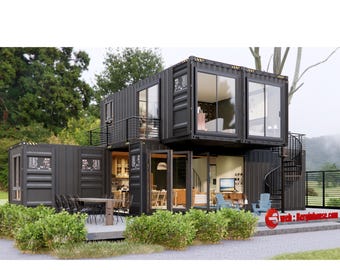 2x40' Container Home Plans 2 Bedrooms - 2 Bathrooms - House Floor Plans ...