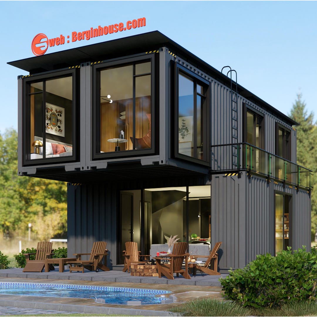 2x40' + 3x20' Container Home Plans 2 Bedrooms -3 Bathrooms- House Floor ...