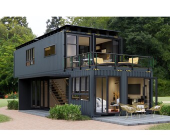 2x40' Container Home Plans 2 Bedrooms - 2 Bathrooms - House Floor Plans ...
